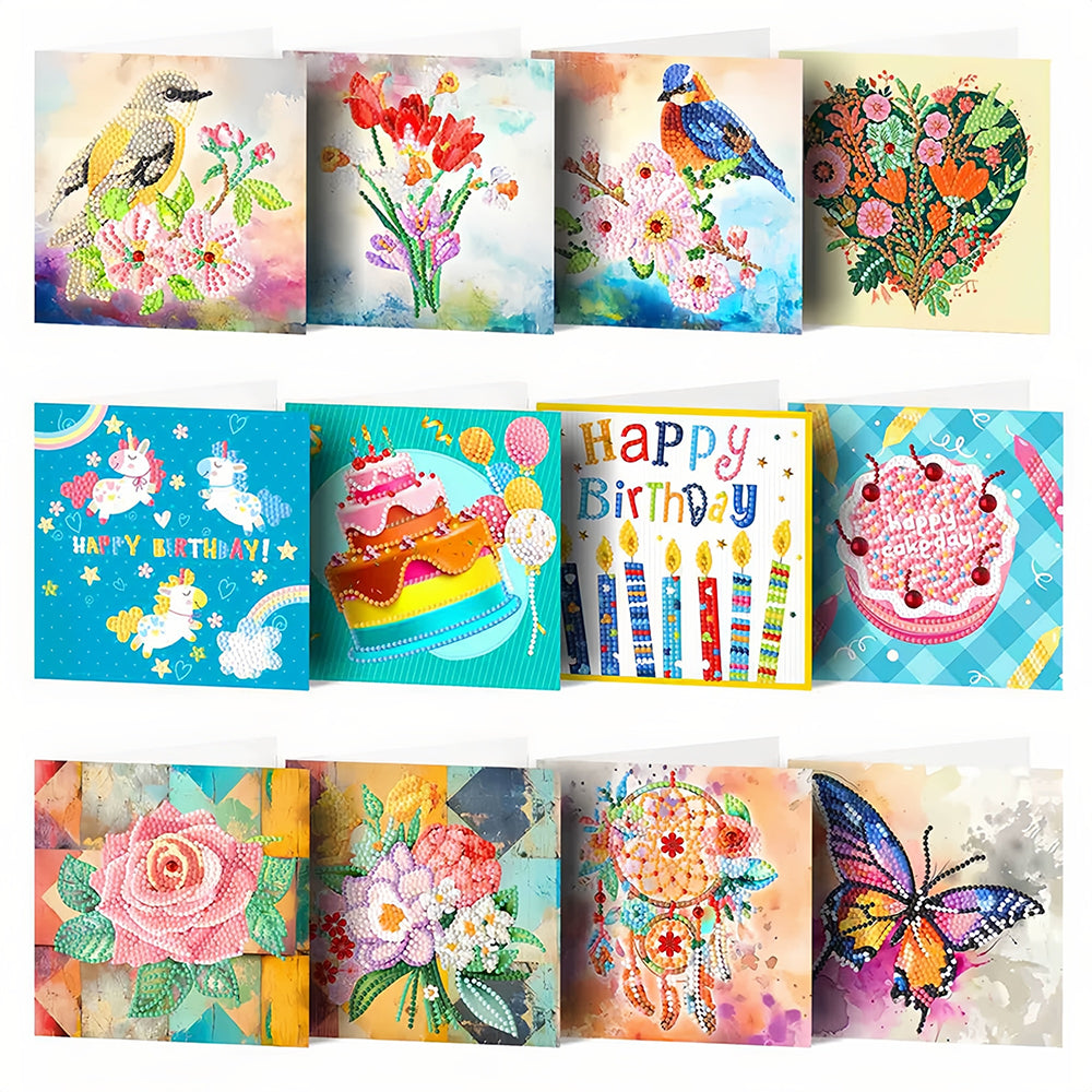 5D Diamond Painting Kits UK - Birthday Greeting Cards | 12 Pieces ...