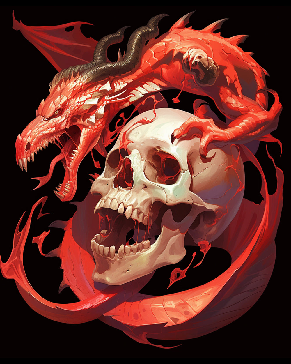 5D Diamond Painting Kits - Skull and Red Dragon – Diamondart.uk