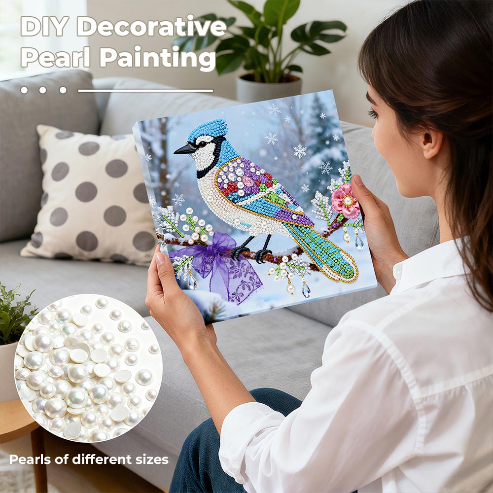 5D Diamond Painting Pearl Painting - Bird on Tree Branches in the Snow ...