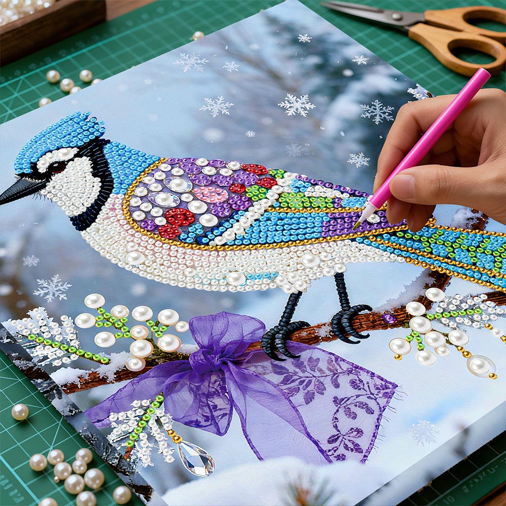 5D Diamond Painting Pearl Painting - Bird on Tree Branches in the Snow ...