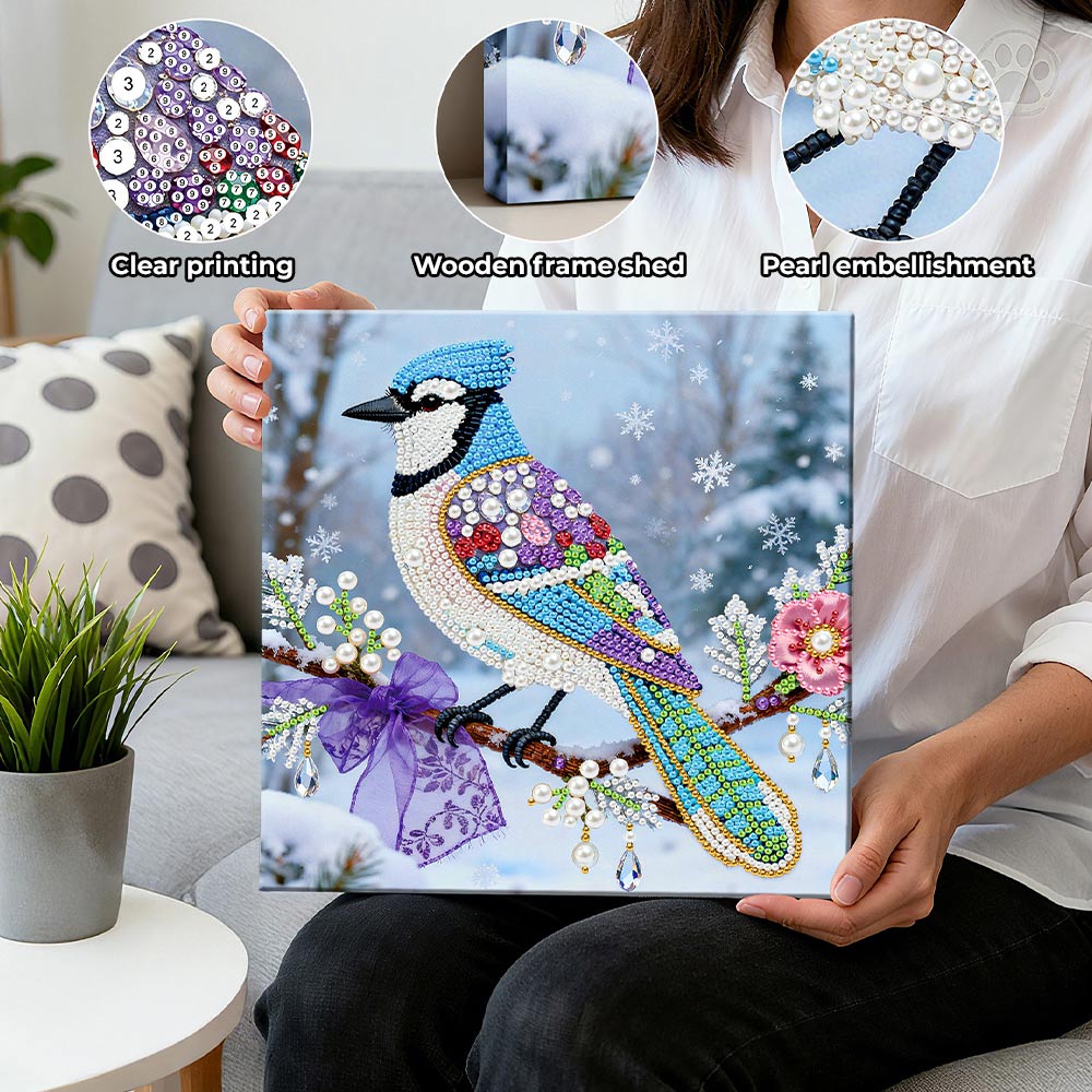 5D Diamond Painting Pearl Painting - Bird on Tree Branches in the Snow ...
