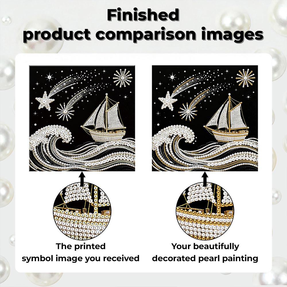 5D Diamond Painting Pearl Painting - The Sea, Sailboat, and Shooting ...